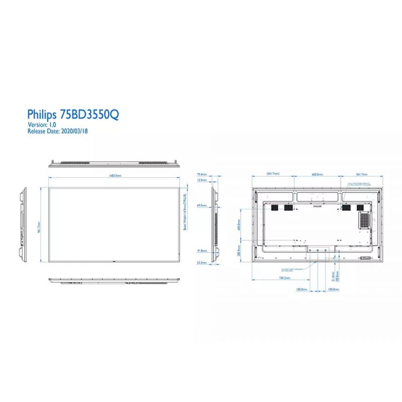 Écran d'affichage dynamique Philips 75" Q-Line avec Android au Maroc