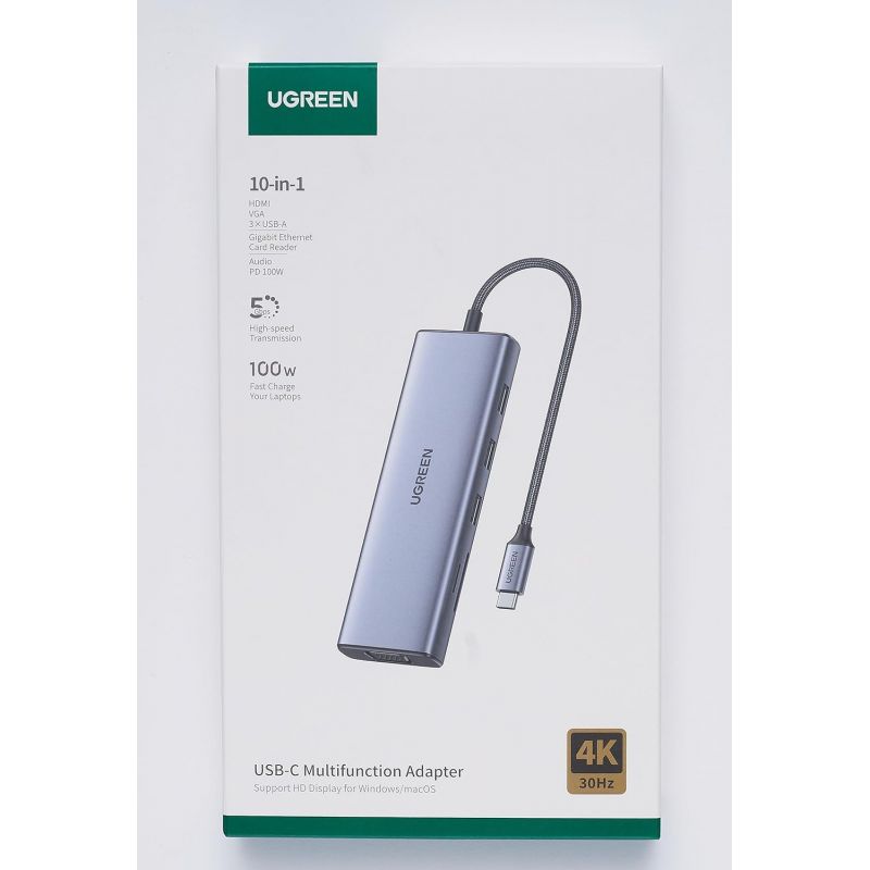 HUB USB-C Ugreen 10 en 1 (4K@30Hz HDMI, RJ45 Ethernet) (15601) Prix Maroc